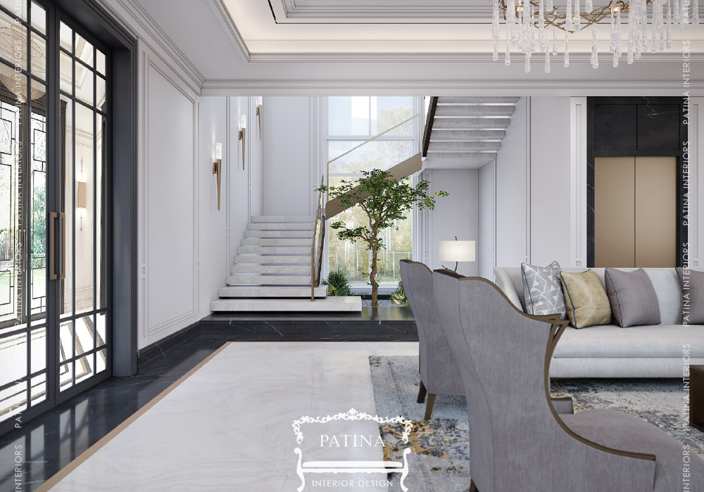 Luxury Lobby Stairs Interior Design in Abu Dhabi UAE | Patina Interiors