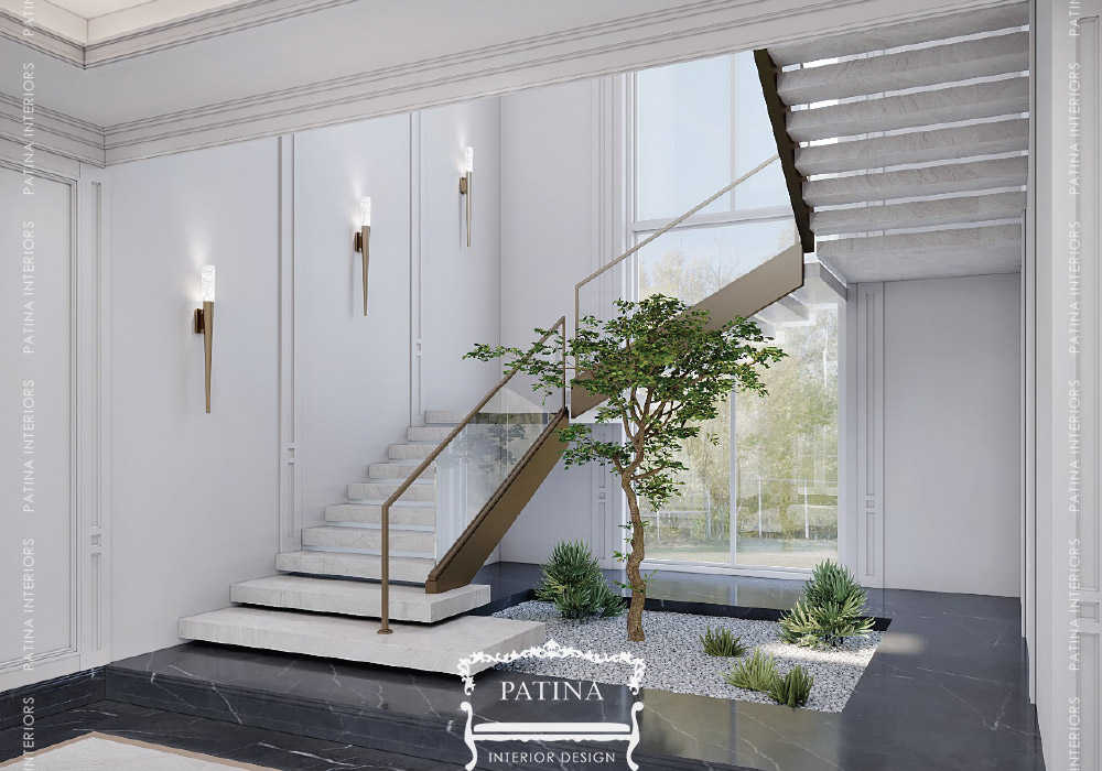 Luxury Lobby Stairs Interior Design in Abu Dhabi UAE | Patina Interiors